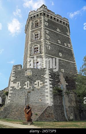 The 14th century tower of the Château d'Oudon, Oudon, France, Europe ...