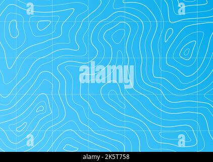 Ocean bottom topographic line map curvy wave isolines vector ...