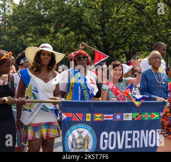 A vertical closeup of Governor Kathy Hochul at the West Indian Labor ...