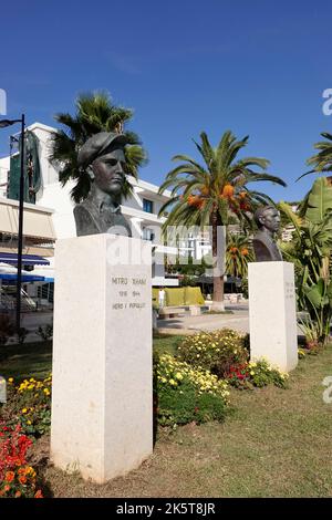 Busts of Lefter Talo, Saranda, Republic of Albania Stock Photo - Alamy