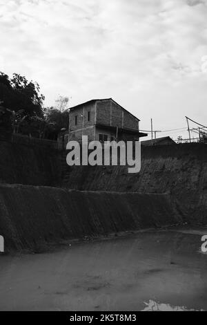 Ground steps, Monochrome photo of ground steps on construction land in ...