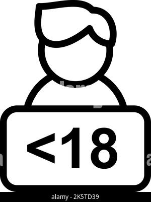 Censor icon with black 18 plus on white background. Isolated vector ...