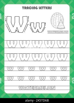 Trace letters of English alphabet and fill colors Uppercase and lowercase V. Handwriting ...