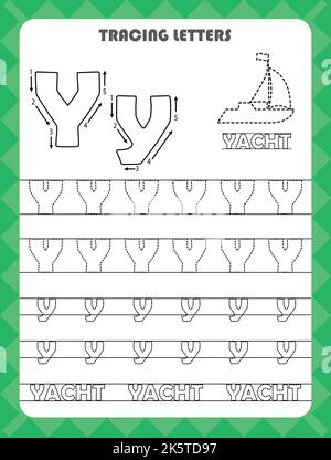 Trace letters of English alphabet. Handwriting practice for preschool ...