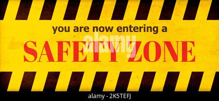 Safety zone label sign. Danger warning Stock Photo - Alamy