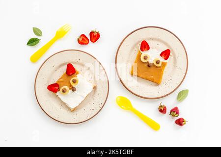 children's food, funny sandwiches in the form of animals. Children's ...