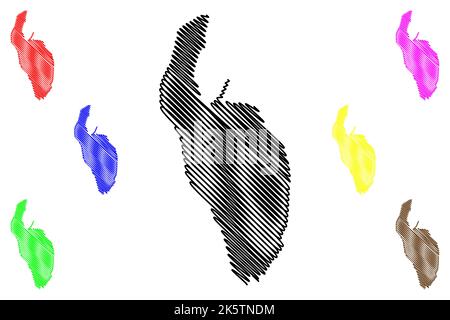 Goree island (Republic of Senegal) map vector illustration, scribble ...