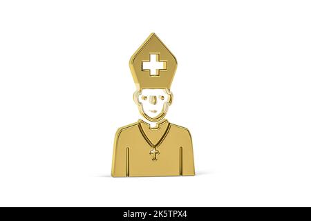 Golden 3d pope icon isolated on white background - 3d render Stock ...