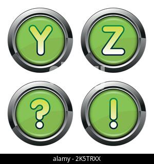 Alphabet signs in chrome buttons Stock Vector Image & Art - Alamy