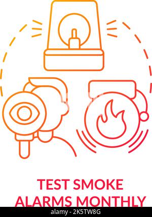 Test your smoke alarms. Smoke detector icon symbol. Fire alarm logo ...