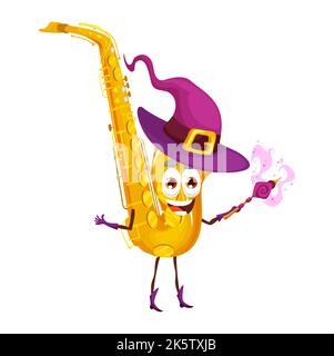 Cartoon musical instrument wizard, warlock, fairy and witch, magician ...