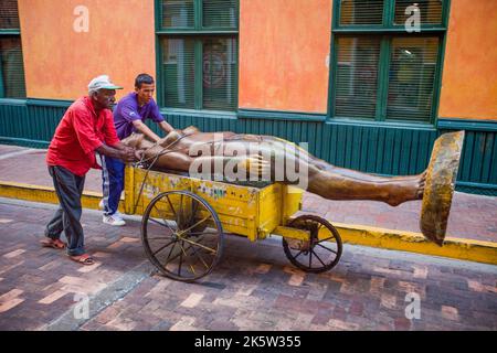 Colombia, Cartagena,wooden copy of the statue La India Catalina, an ...
