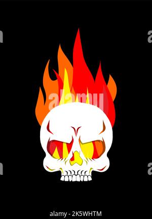 Fire Skull. Skeleton head on fire. Vector illustration Stock Vector ...