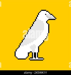 Pixel art Black Raven isolated. pixelated Black crow symbol of death 8 ...
