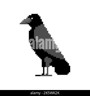 Pixel art Black Raven isolated. pixelated Black crow symbol of death 8 ...