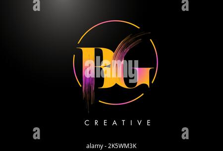 BG Brush Stroke Letter Logo Design. Blue Paint Logo Leters Icon with ...