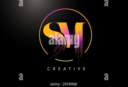 SM S M Purple Letter Logo Design with Creative Liquid Effect Flowing ...