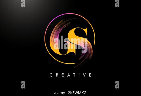 GS Brush Stroke Letter Logo Design. Blue Paint Logo Leters Icon with ...