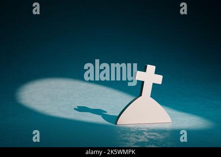 Beautiful abstract illustrations RIP symbol icon on a dark blue ...