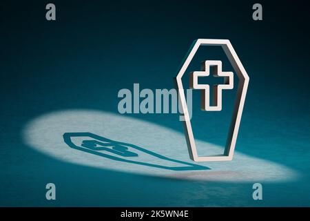 Beautiful abstract illustrations RIP symbol icon on a dark blue ...