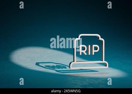 Beautiful abstract illustrations RIP symbol icon on a dark blue ...
