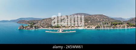Antikyra Village Greece, aerial panoramic drone view. Waterfront ...