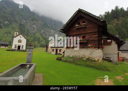 Interior of the mountain village of Crampiolo in Alpe Devero, Lepontine ...