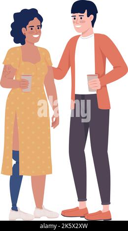 Friendly interaction 2D vector isolated illustration set Stock Vector ...
