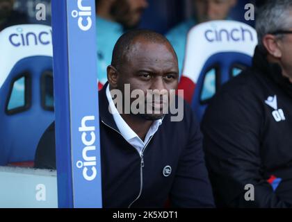 Crystal Palace manager Patrick Vieria applauds the fans after the ...