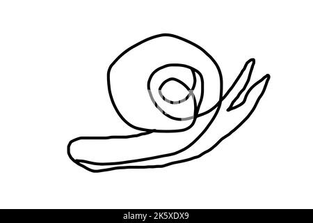 One continuous line art snail symbol. Sketch black drawing animal slow ...