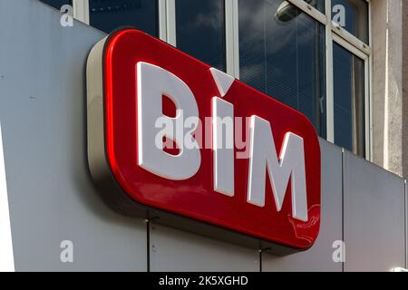 BIM supermarket sign. BIM is a chain store, retail store selling halal ...
