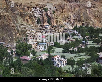 Ancient Buddhist rock monastery Skurbuchan Gonpa, Himalayas, North ...