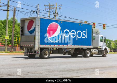 20 September 22 Greenville SC US Pepsi truck is making deliveries at a ...