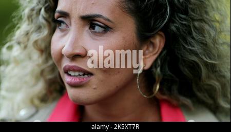 Woman reacting with indignation, person disgust objection in anger ...