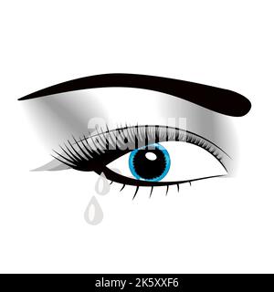Crying beautiful eyes in anime or manga style with teardrops and light ...