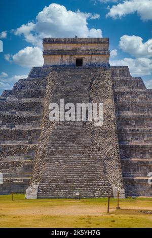 Ladder steps of temple Pyramid of Kukulcan El Castillo, Chichen Itza ...