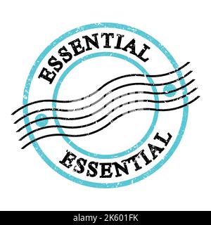 essential text written on blue-black grungy stamp sign Stock Photo - Alamy