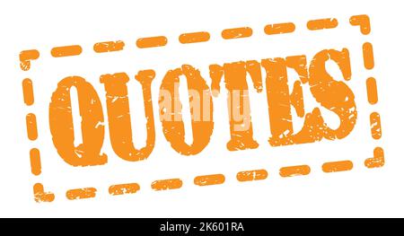 QUOTES, text written on orange grungy postal stamp Stock Photo - Alamy