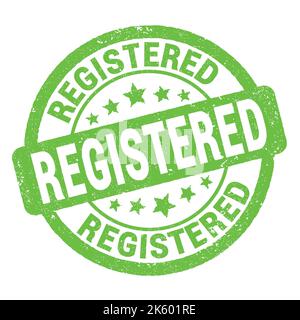 REGISTERED text written on green round stamp sign Stock Photo - Alamy