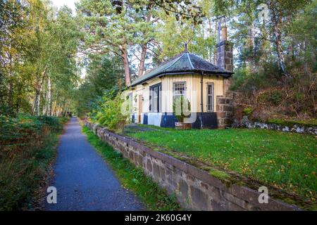 The old railway station and platform at Cambus O' May near Ballater in ...