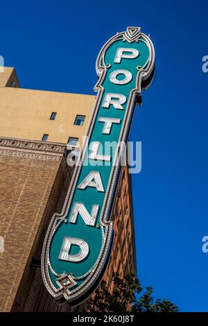 "Portland" sign displayed on the exterior of Arlene Schnitzer Concert ...