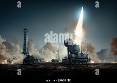 Missile defense system made of anti-missile tanks to intercept and ...