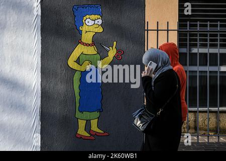 October 5, 2022, Milan: In the mural created by the street artist ...