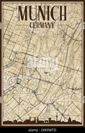 Modern City Map - Munich city of Germany with boroughs and titles DE outline map Stock Vector ...