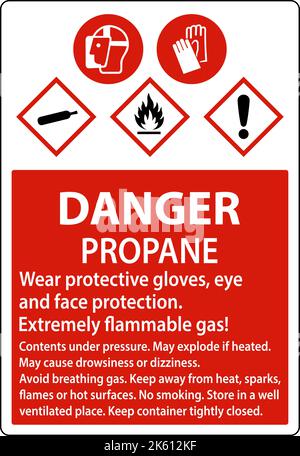 Danger Propane Flammable Gas PPE GHS Sign Stock Vector Image & Art - Alamy