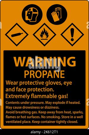 Warning Propane Flammable Gas PPE GHS Sign Stock Vector Image & Art - Alamy