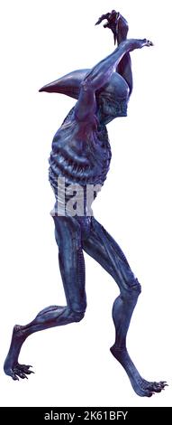 3D rendering of a blue male alien isolated on white background Stock ...