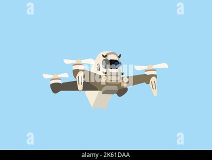 illustration of military quadcopter with ukrainian trident symbol and ...