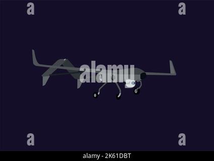 illustration of cartoon military drone with Ukrainian trident symbol ...