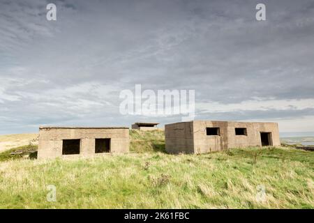 Ruined concrete building from world war two, Hoxa battery, Orkney, UK ...